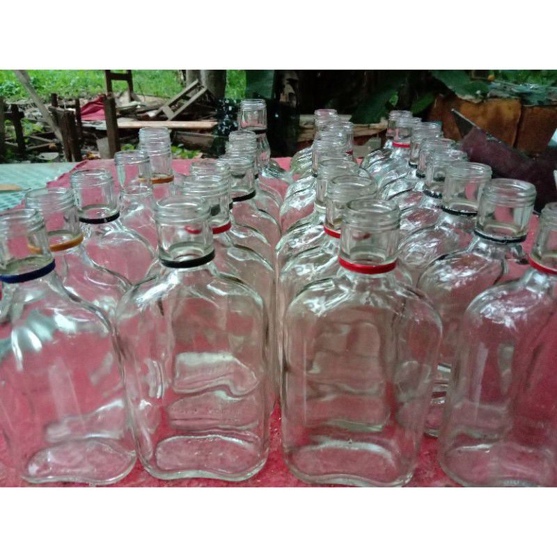 Jual Botol kaca gepeng 350ML / Botol ex mension / Botol kaca tanpa ...