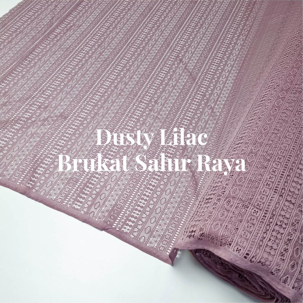 Jual 0,5m bahan kain brokat lace kebaya malika ungu dusty lilac salur ...