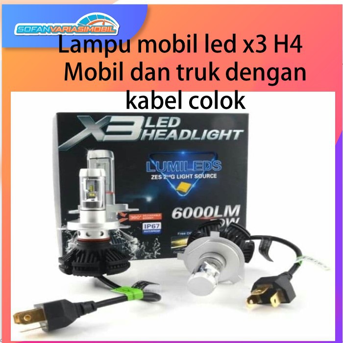 Jual Lampu Mobil LED X3 H4 With ZES 2Nd G Chipset hi/lo Beam | Shopee Indonesia