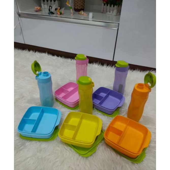 Jual lolly tup set/tempat makan tupperware/tempat minum tupperware ...