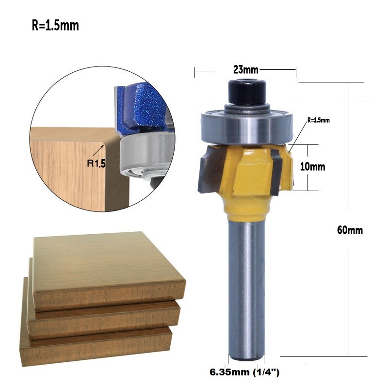 Jual Mata Profil Mata Router Edging Bit 1/4" profile R1 (1mm) R1.5 (1 ...