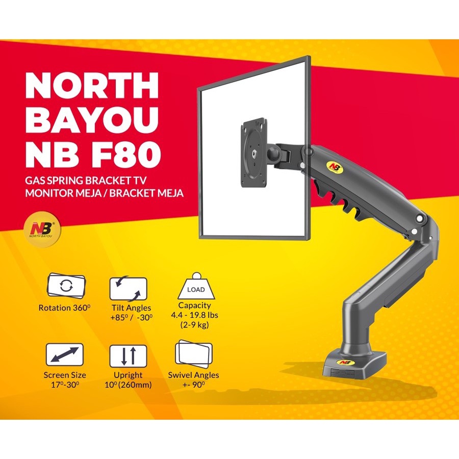 Jual BRACKET TV MONITOR NORTH BAYOU NB F80 NBF80 MEJA BRACKET LED LCD 17"-30" INCH | Shopee ...