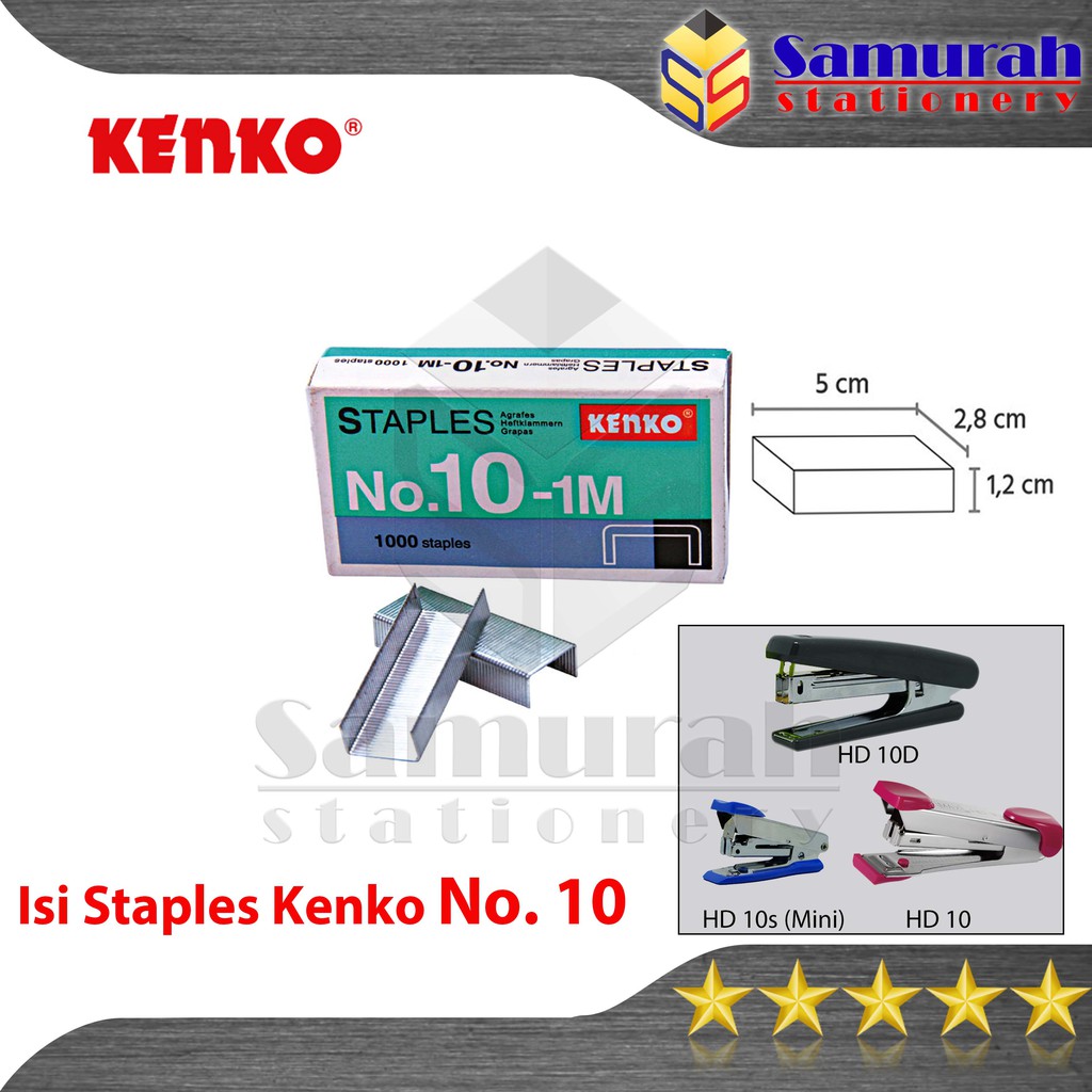 Jual Isi Staples Kenko No. 10 per Box Isi 20 pak Kecil / Refill Stapler ...