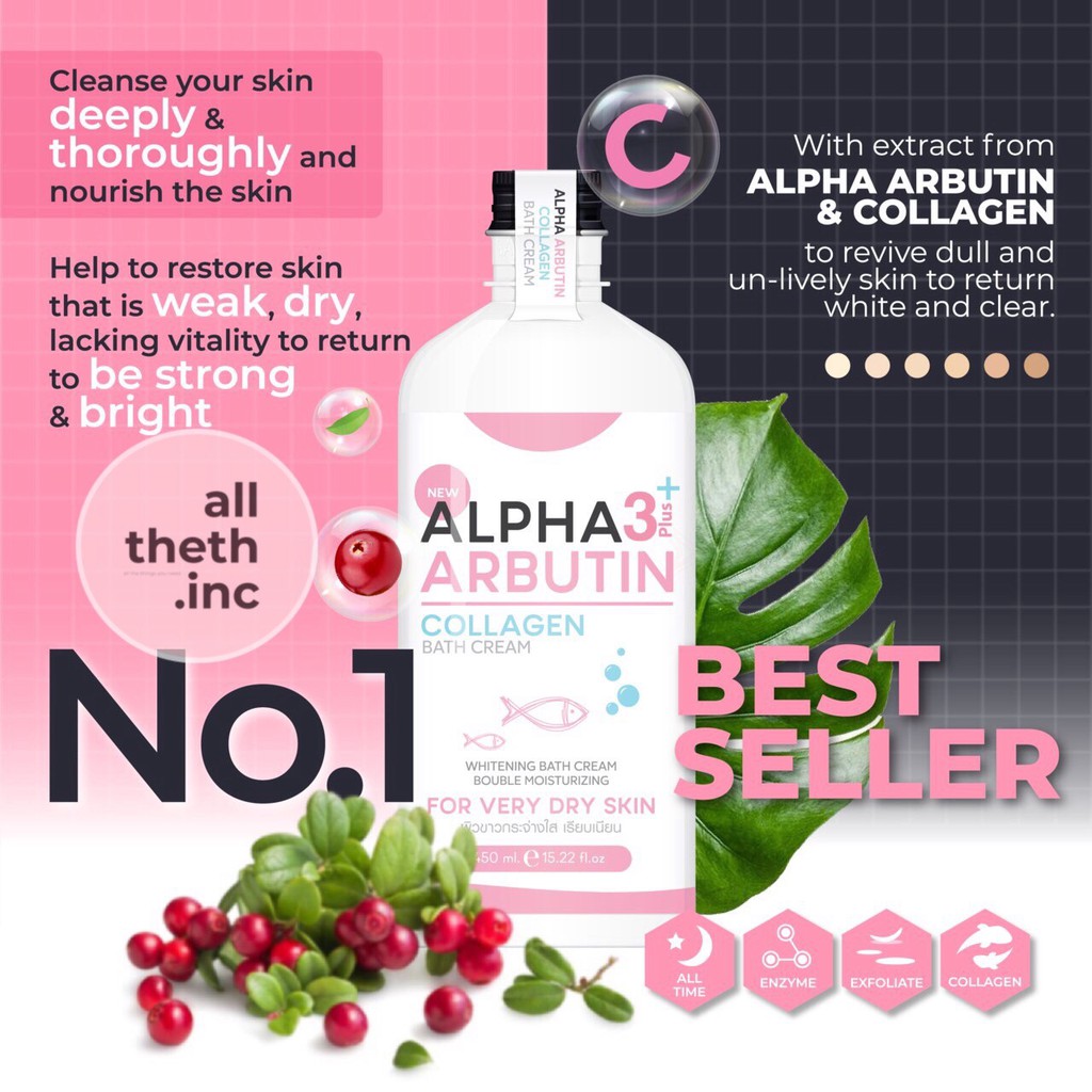 Jual ALPHA ARBUTIN 3 PLUS WHITENING COLLAGEN BATH CREAM - SABUN PUTIHq ...