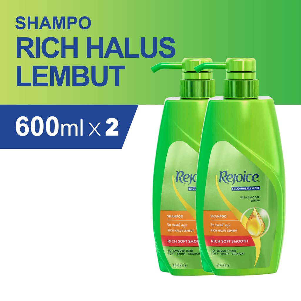 Jual Rejoice Shampoo Rich Halus Lembut 600 ml Paket Isi 2 [P&G] | Shopee Indonesia