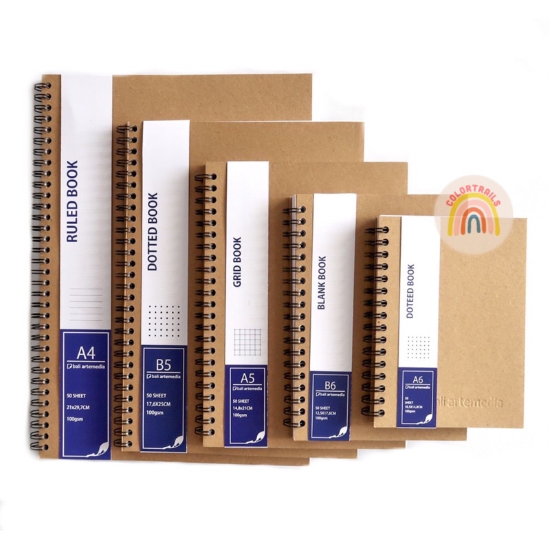 Jual Notebook Ruled Grid Dotted Blank A6 B6 A5 B5 A4 100GSM | Shopee ...