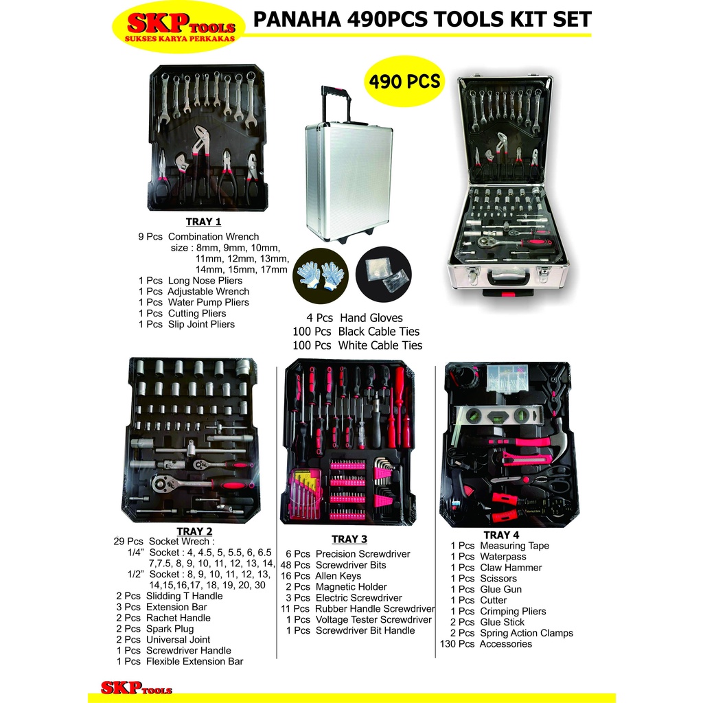 Jual PANAHA 490 PCS TOOLS KIT (koper) LENGKAP ALAT BENGKEL | Shopee ...