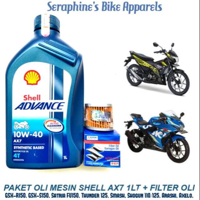 Jual PAKET OLI SHELL ADVANCE AX7 10W40 1L + FILTER OLI ORIGINAL SUZUKI ...