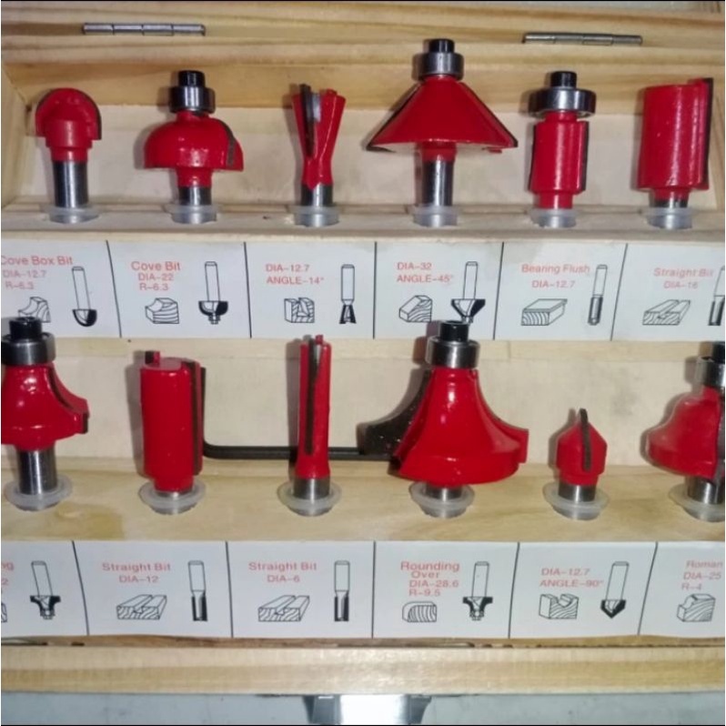 Jual Mata Profil Kayu Satu Set Mata Router Mata Trimmer RYOTA 1/4 ...