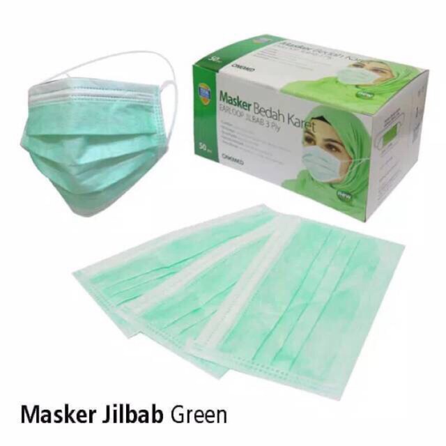 Jual Masker bedah karet hijab Onemed / Masker medis hijab onemed ...