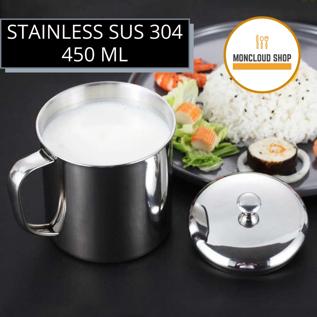Jual Gelas Kopi Teh Bir Model Tutup 450ml Mug Cangkir Stainless SUS 304 | Shopee Indonesia