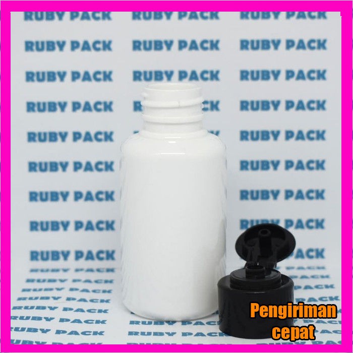 Jual [ isi 10Pcs ] Botol plastik tubular 60ml Fliptop Jamur Hitam Putih | Shopee Indonesia