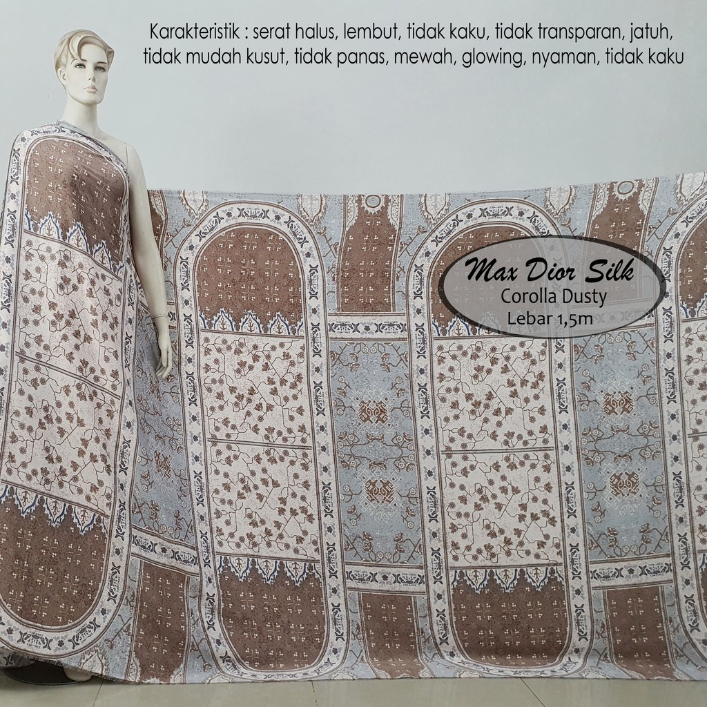 Jual KAIN MAXMARA DIOR SILK MOTIF "COROLLA DUSTY" (harga per 0,5m ...