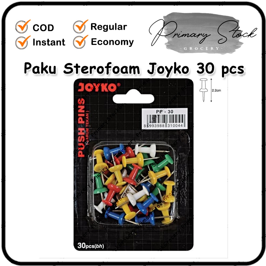 Jual Paku Sterofoam Mading Push Pin Joyko PP 30 Styrofoam 30 pcs Paku ...