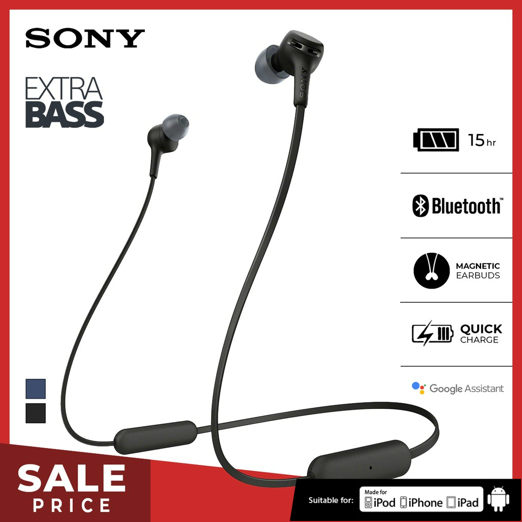 Jual Earphone Sony WI-XB400 Wireless in-ear Extra Bass Battery Up to ...