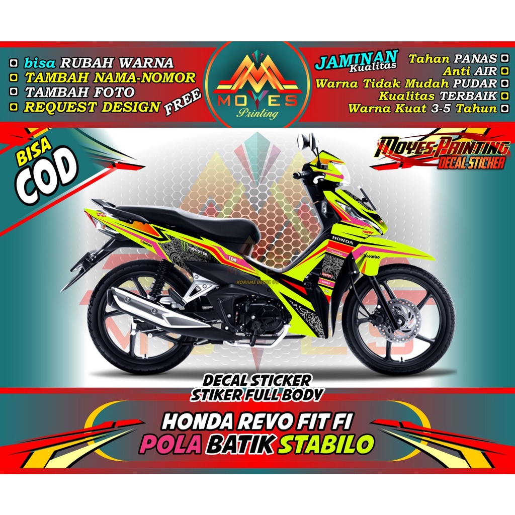 Jual stiker decal revo fit fi stiker decal honda revo fit fi decal ...