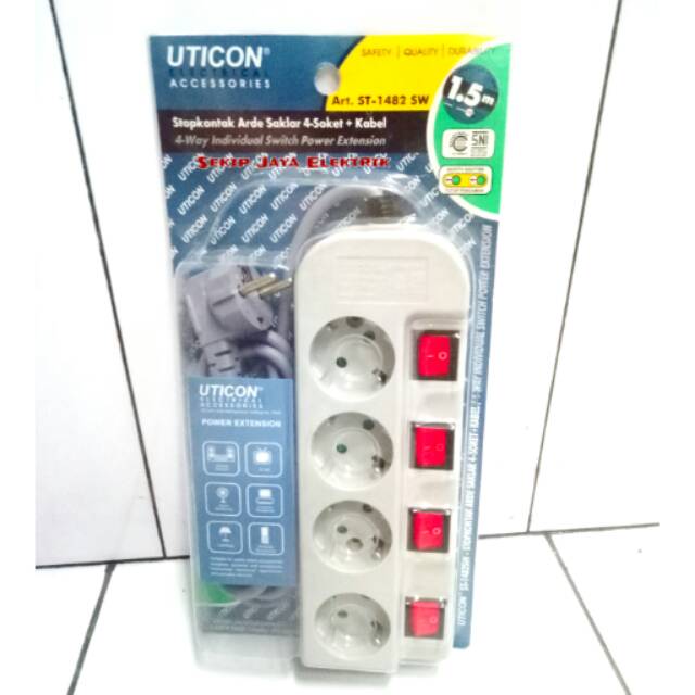 Jual Stop Kontak / Cok Sambung 4 Lubang / Socket + Saklar + Kabel 1,5M ...