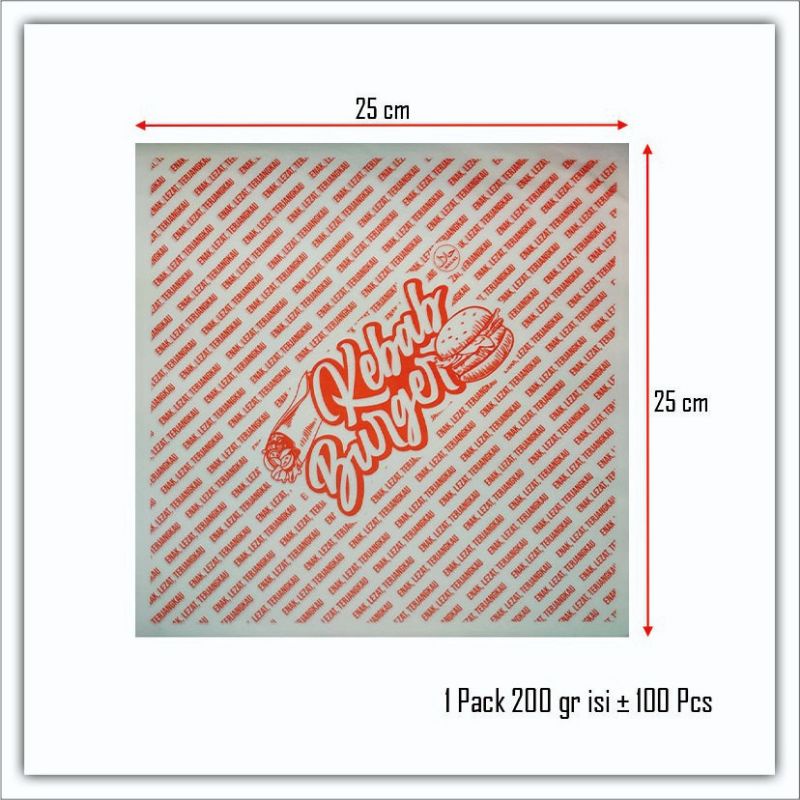 Jual Kertas Burger Kertas Kebab Kertas Pembungkus Kebab Burger 1 Pack ...