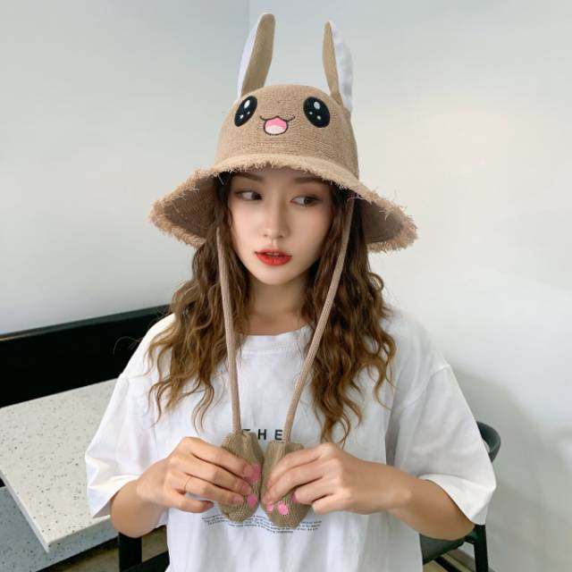Jual Topi Led Jerami Korea Tik Tok Telinga Bisa Gerak Bunny Rabbit ...