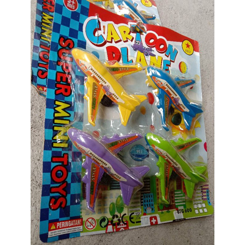 Jual mainan pesawat cartoon plane isi 4 pcs / pesawat mainan mini 1 set ...