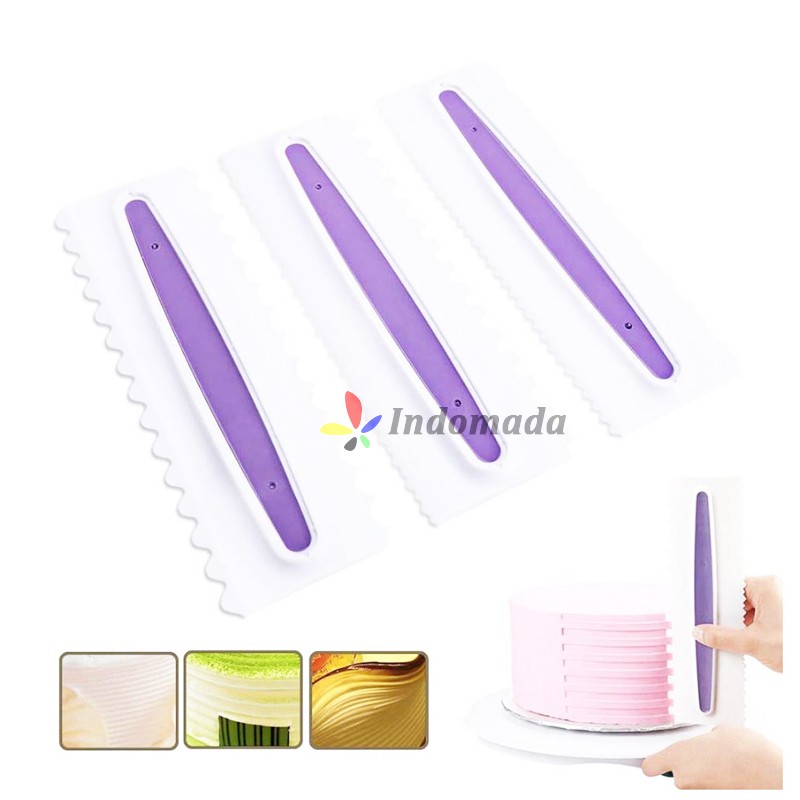 Jual Indomada 3 buah comb scraper scrapper dekorasi tart ukuran besar ...