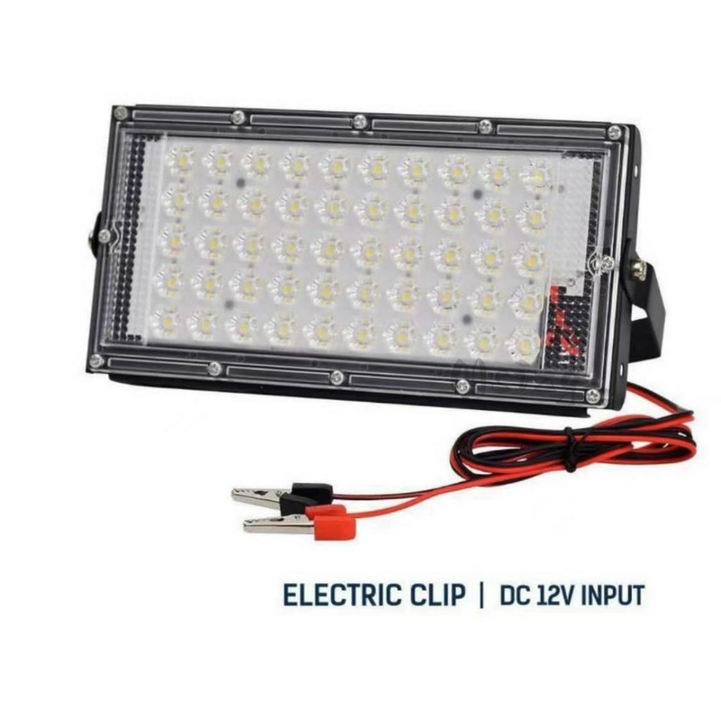 Jual DC 12V 50W LAMPU SOROT PANEL LED FLOODLIGHT KABEL JEPIT AKI / 12V ...