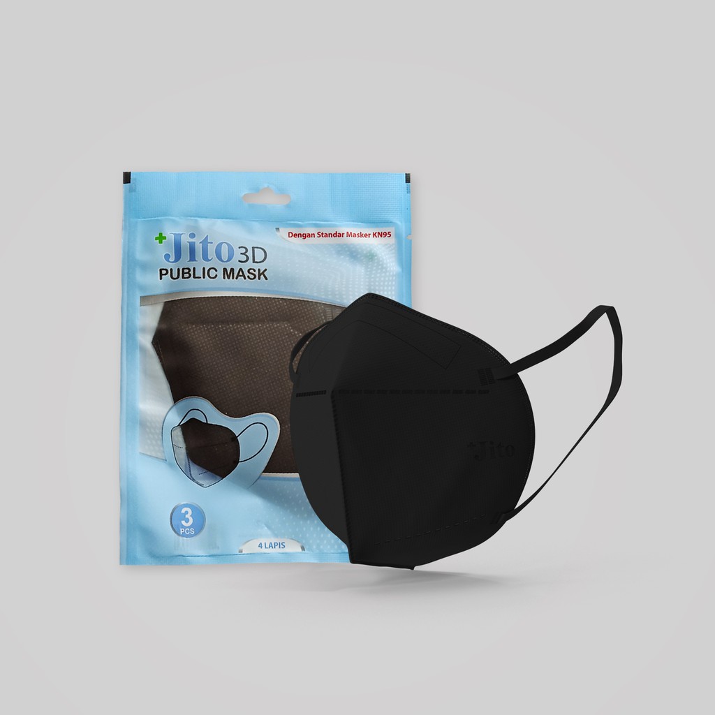 Jual JITO Masker KN95 4 Ply Earloop Hitam - Sachet isi 3 pcs | Shopee ...
