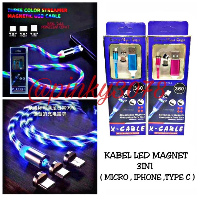 Jual [PK-136] LED Kabel Magnetic FULL LED 3in1 Packing Kotak | Shopee ...