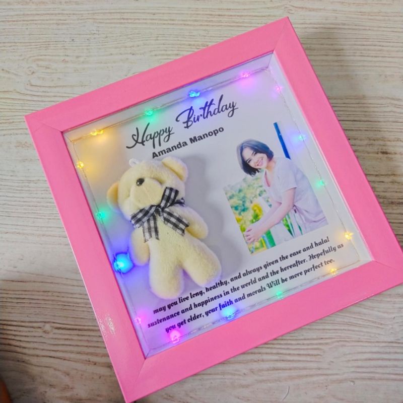 Jual 25x25cm lampu tumblr Tumbler LED scrap box bingkai frame pink 3D ...