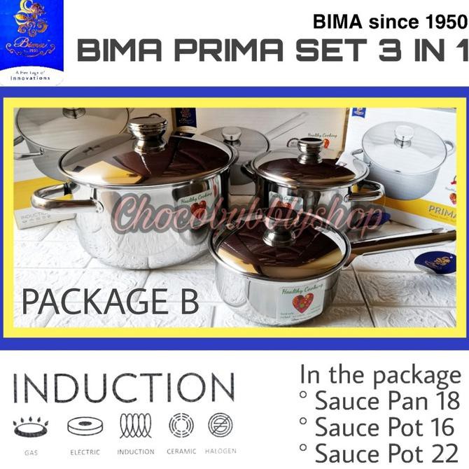 Jual Bima Prima Set 3 In 1 Sauce Pot Sauce Pan Set Panci Induksi ...