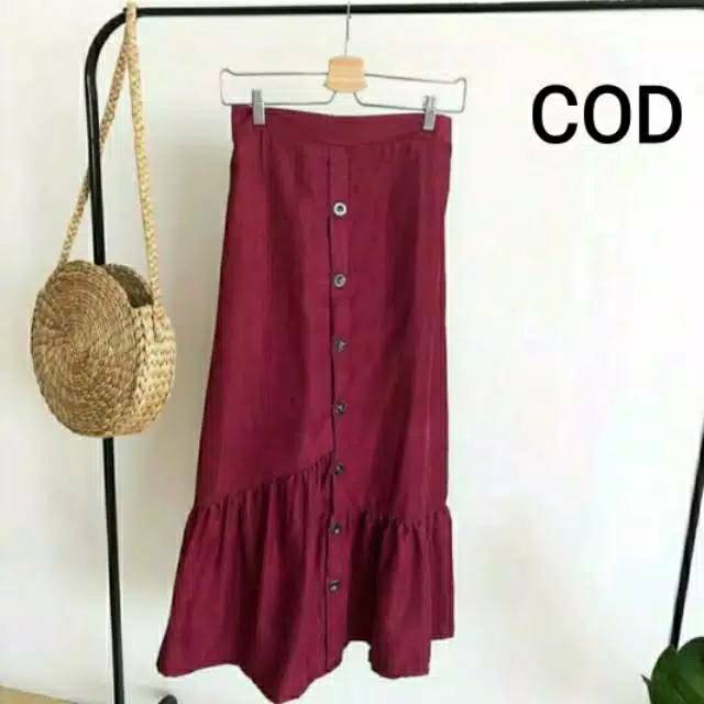 Jual Rok Suede Kancing Rempel / Suede Skirt ( Naura Skirt Suede ...