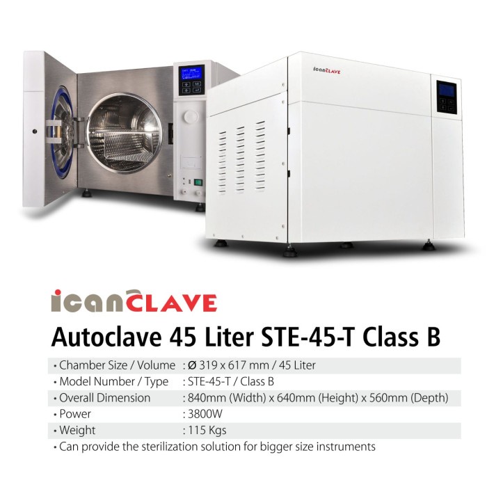 Jual New Autoclave IcanClave Steam Sterilizer STE 45 T Class B With ...