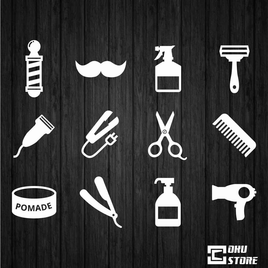 Jual Sticker Tools BARBERSHOP Hair Cut Shaves Stiker BARBERSHOP Potong ...