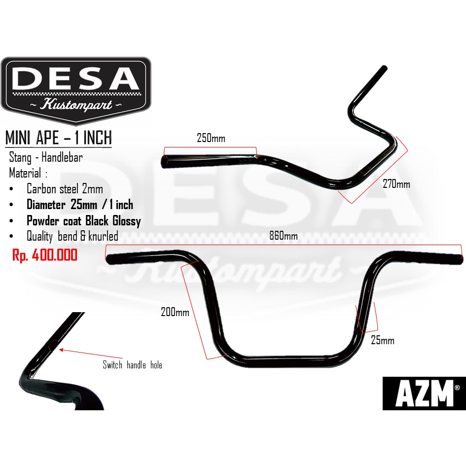 Jual Stang Custom Stang Motor Stang Harley Stang HD Stang 1 inch Mini ...