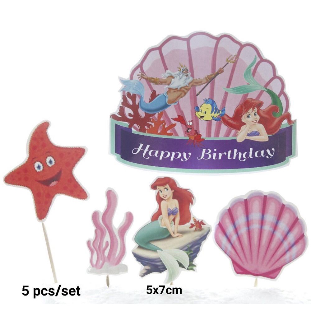 Jual 5 Pcs Topper Kue Ulang Tahun Mermaid Princess - Hiasan Kue ...