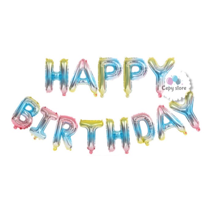 Jual Balon Huruf Set Happy Birthday / Set Happy Birthday Warna Gradasi ...