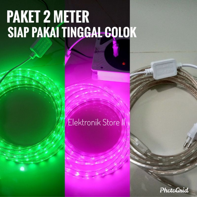 Jual Led Strip 5050 220V paket 2 meter Lampu Plafon 220V Lampu Selang ...