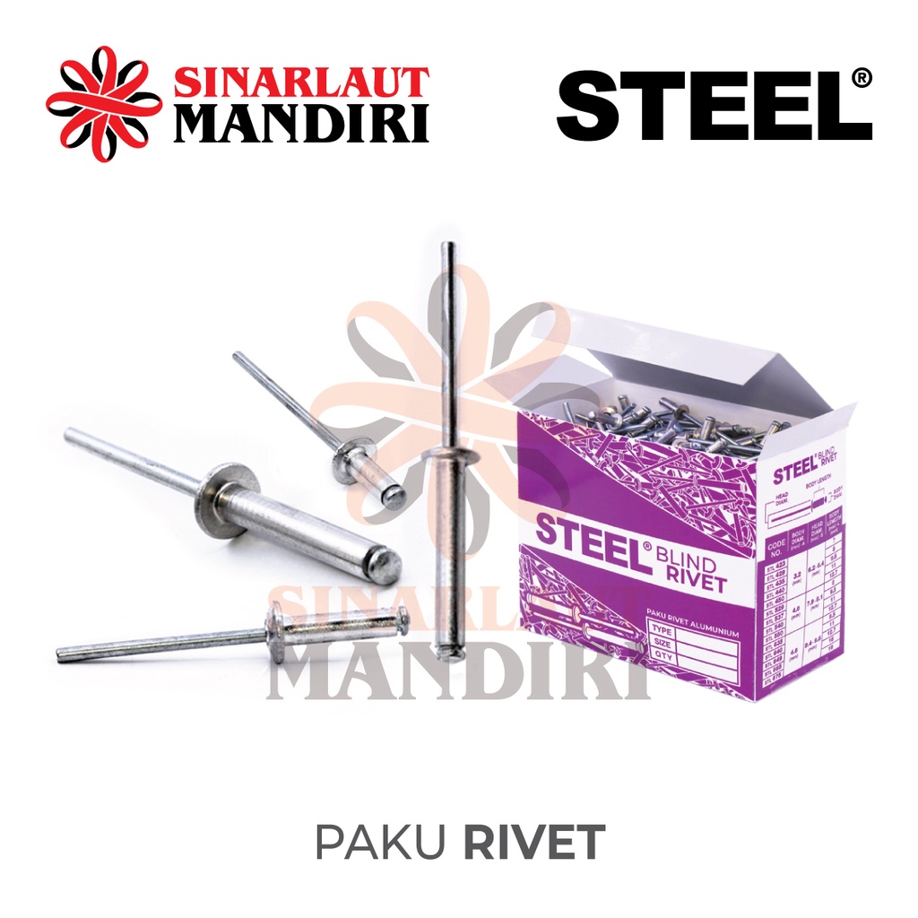 Jual Paku Rivet Steel / Paku Rivet Alumunium / Blind Rivet Steel 423 | Shopee Indonesia