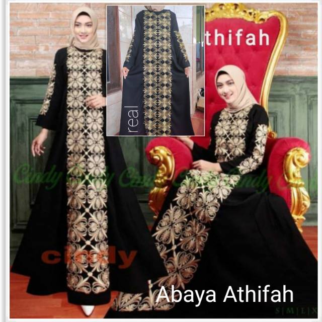 Jual Abaya athifa bordir komputer cantik cocok buat majlisan dan enak ...