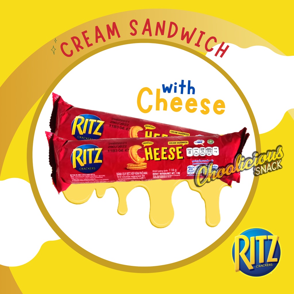 Jual Ritz Crackers Cream Sandwich Cheese 118 gr / Original 100 gr ...