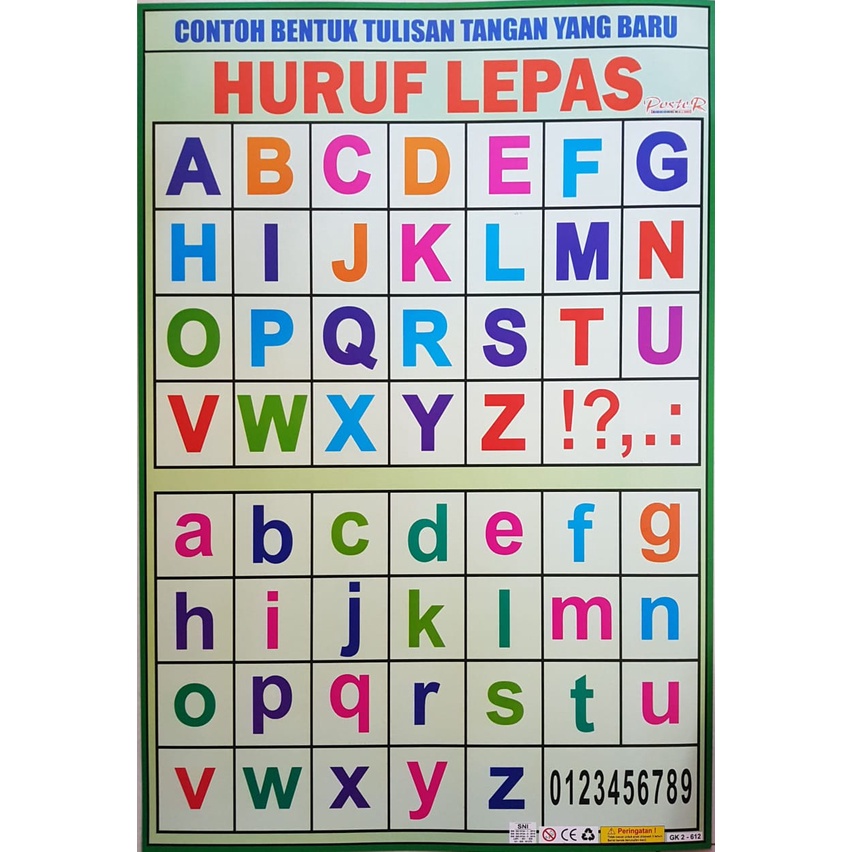 Jual Poster Edukasi Anak Belajar Huruf Lepas/Abjad | Shopee Indonesia