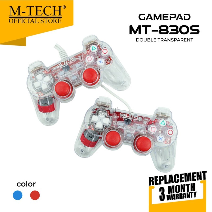 Jual Original Gamepad Stick PC Laptop PS M-Tech Double Getar Transparan ...