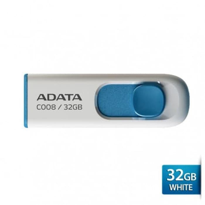 Jual ADATA C008 32GB Capless Sliding USB 2.0 Flash Drive 32 GB White Flash Disk Putih | Shopee ...