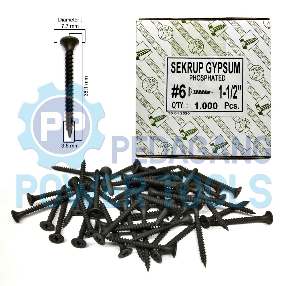 Jual MOON LION 6 x 1-1/2 SEKRUP GYPSUM SKRUP KAYU DRYWALL 1 PAK 1.000 PCS | Shopee Indonesia