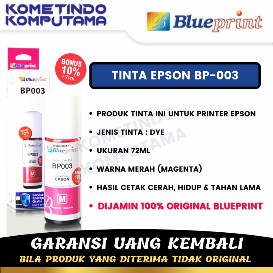 Jual MAGENTA 72ML EPSON T 003 BLUEPRINT TINTA BOTOL ORIGINAL 100% L1210 ...