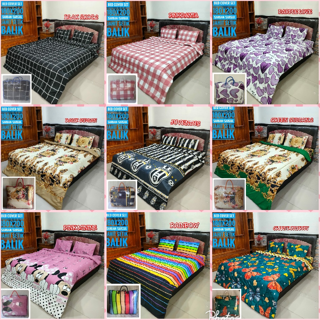 Jual Bed Cover Set Sprei Homemade Aesthetic New Black Square Emily ...