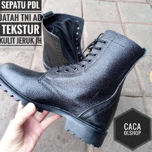 Jual [KODE 9477] SEPATU PDL KULIT JERUK STANDAR TNI AD SATPAM SECURITY ...