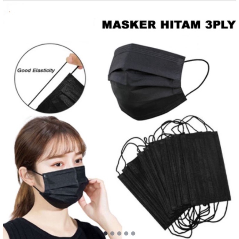 Jual masker hitam 3 ply 10 pcs | Shopee Indonesia