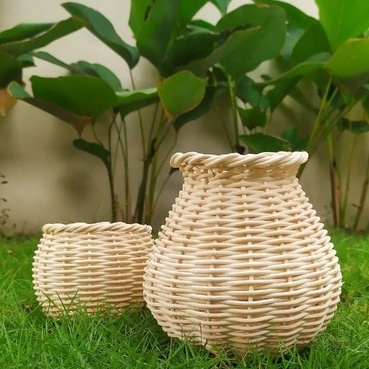 Jual Vas Bunga Anyaman Rotan - Dekorasi Meja Rumah Aesthetic - Pot ...