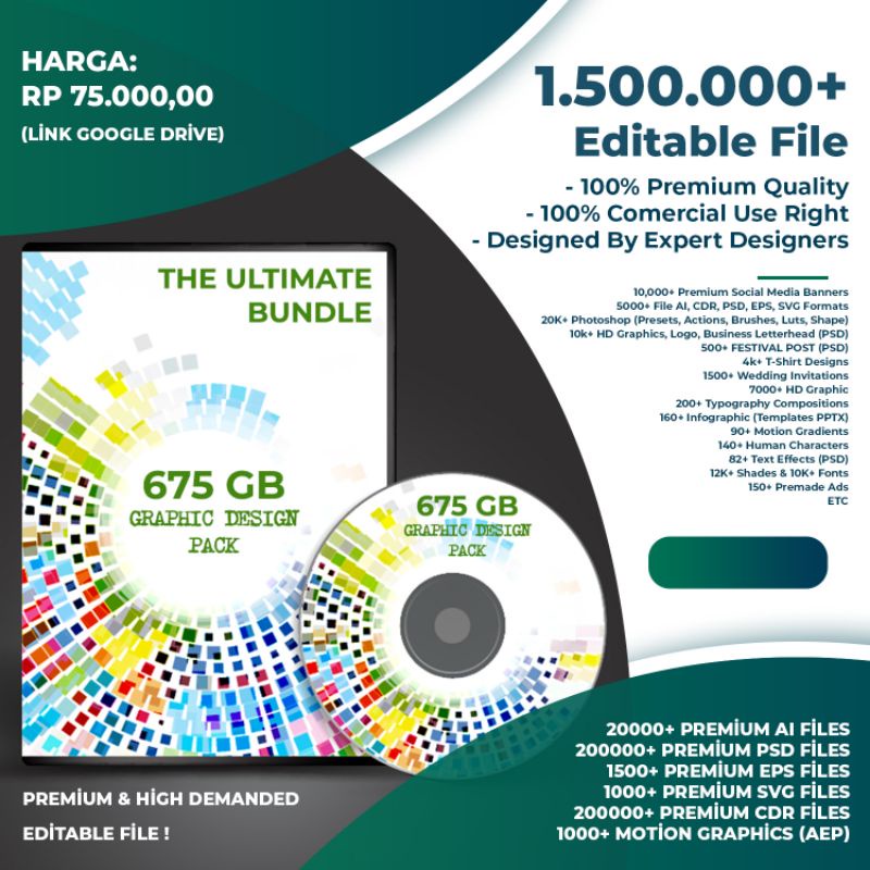 Jual Bundle 675+ GB Ultimate Graphic Design (1,5 Juta Editable File ...
